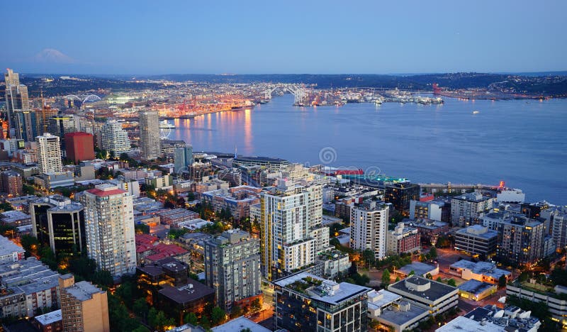 Seattle sun set editorial image. Image of highrise, high - 92768845