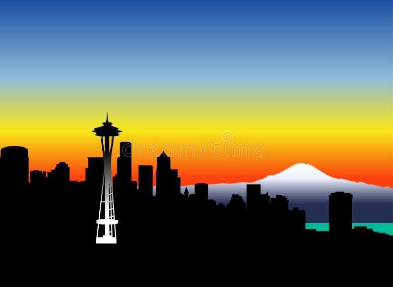 Cartoon Seattle stock illustration. Illustration of silhouette - 41885434