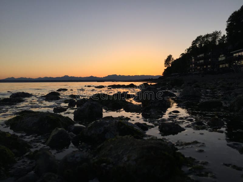 Seattle sunset panoramic stock image. Image of west, waterfront - 67283663