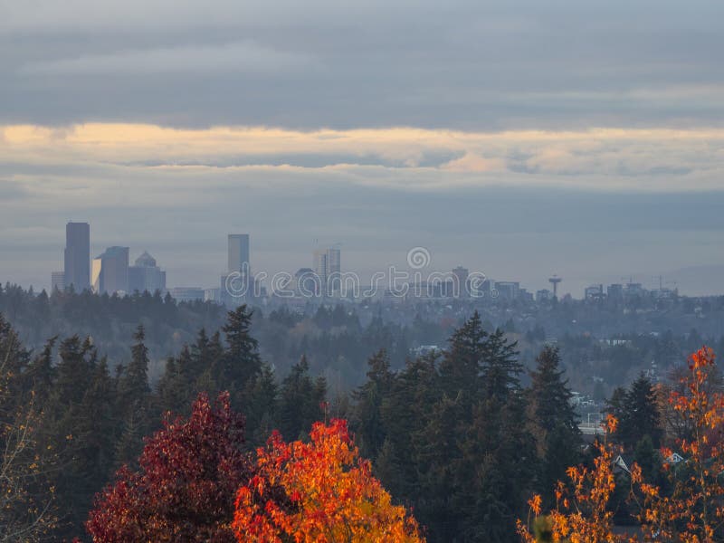 Seattle sunset panoramic stock image. Image of west, waterfront - 67283663