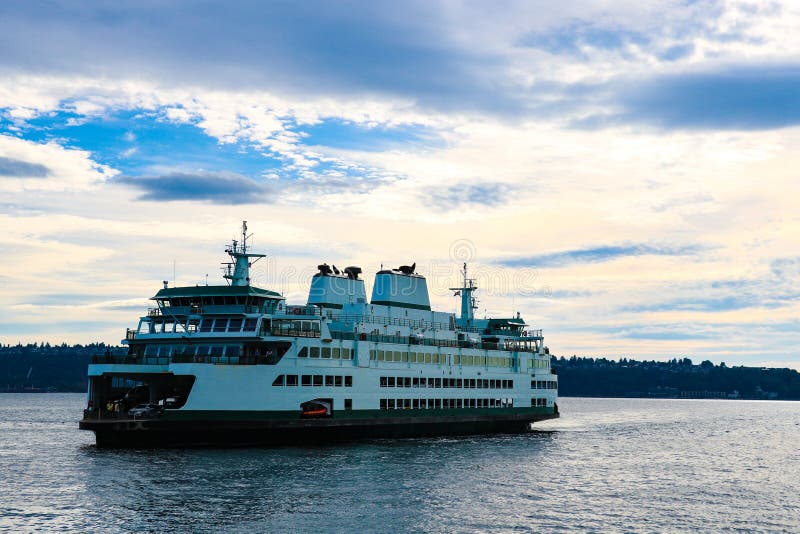 Seattle To Bremerton Ferry with a Beautiful View of the Sky Stock Photo ...