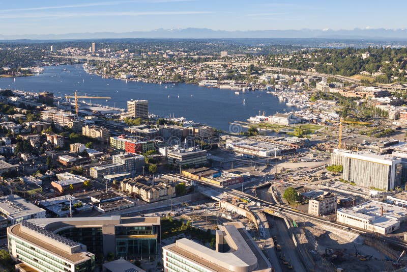 Seattle and Union Lake stock photo. Image of buildings - 42198594