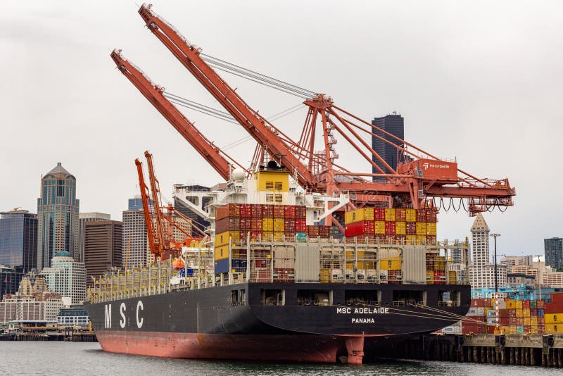 Seattle, Washington - June 5, 2019: MSC Adelaide Container Ship Being ...