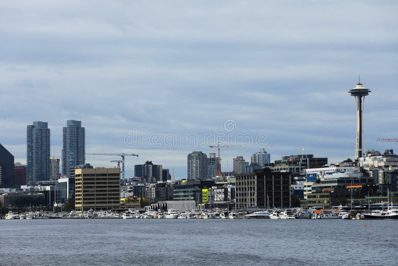 Seattle, Washington Skyline Across Harbor Editorial Stock Image - Image ...