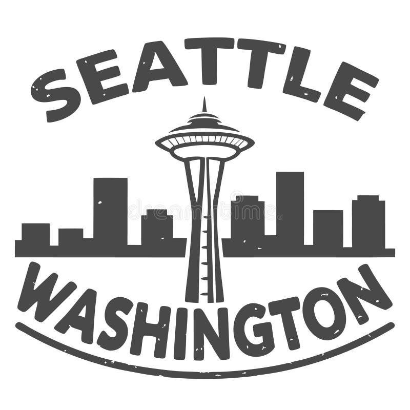 Seattle, Washington Skyline Space Needle Vector T-Shirt Design Stock ...