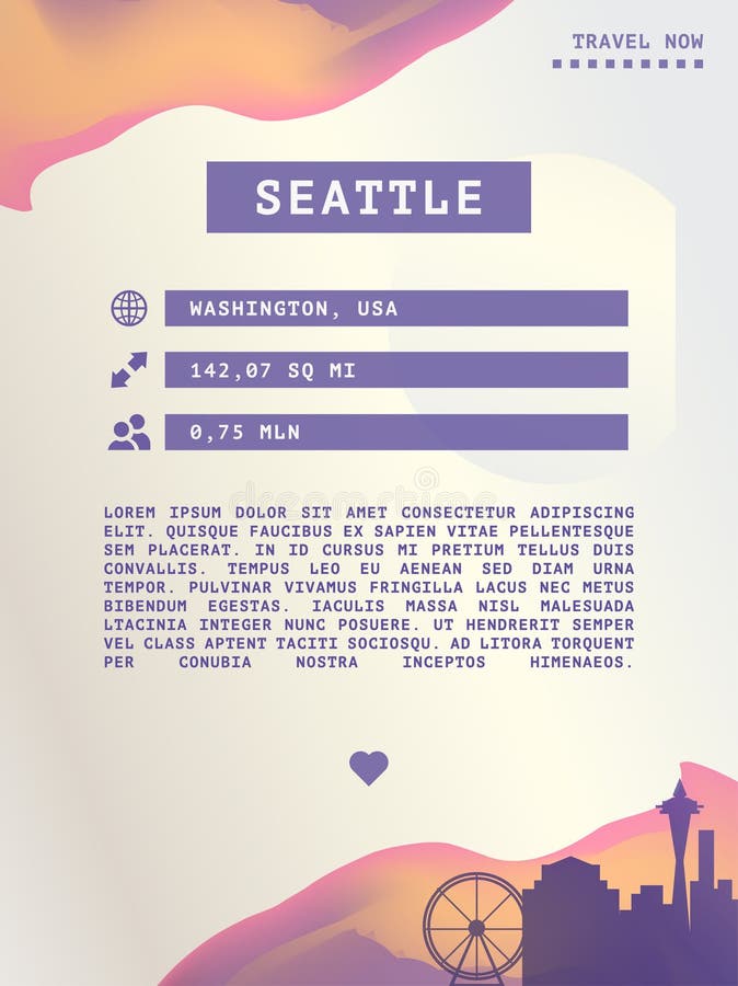Seattle, Washington State Vector Infographics, Brochure Layout. Guide ...
