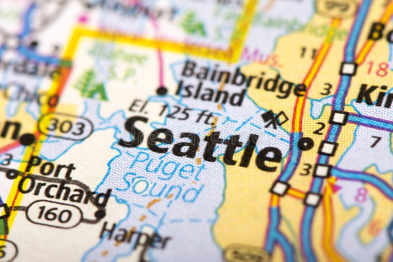 Seattle Washington Map immagine stock. Immagine di unito - 128973963