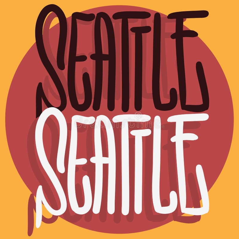 Seattle Washington Usa Hand Drawing Letters Vector Design Vektor ...