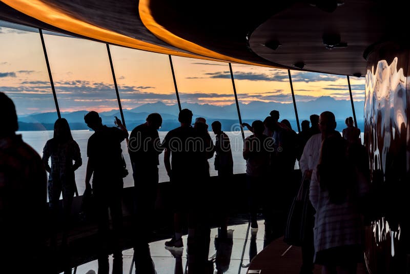Seattle, Washington, USA - Indoors Observation Deck at the Space Needle ...