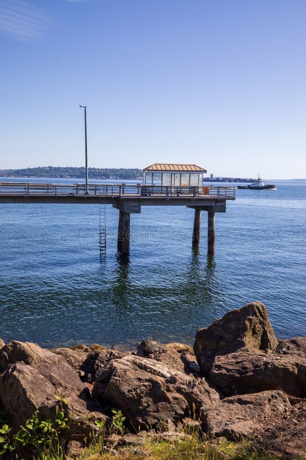 Pier Dock at Seattle Centennial Park during Summer. Stock Image - Image ...