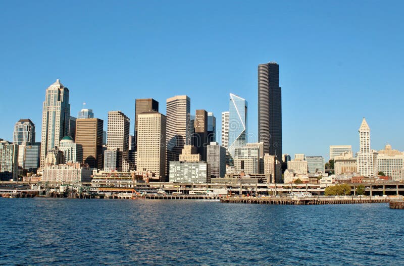 Seattle, Washington Waterfront and City Skyline Stock Image - Image of ...