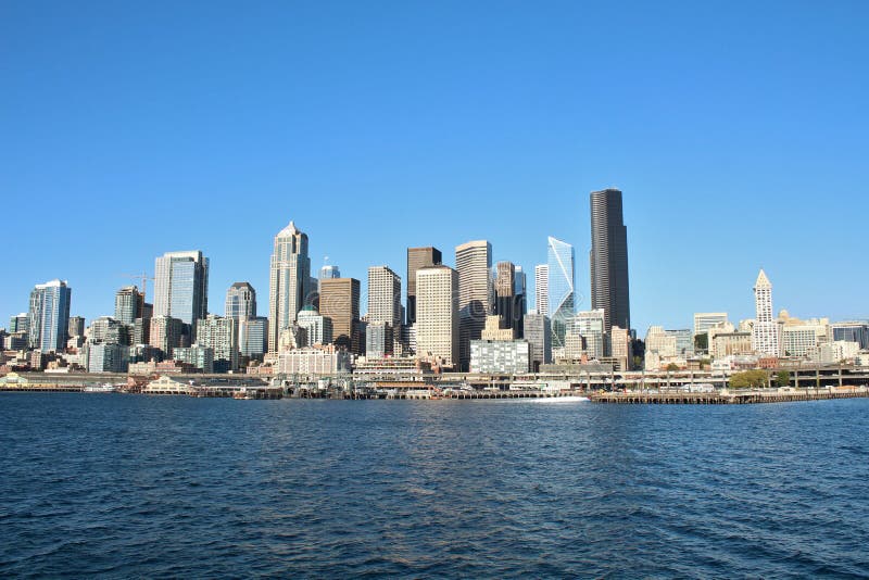 Seattle, Washington Waterfront and City Skyline Stock Image - Image of ...