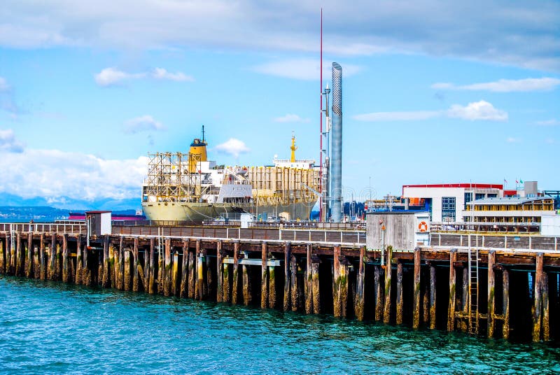 Seattle Waterfront Commercial Freight Cargo Ship Stock Photo - Image of ...