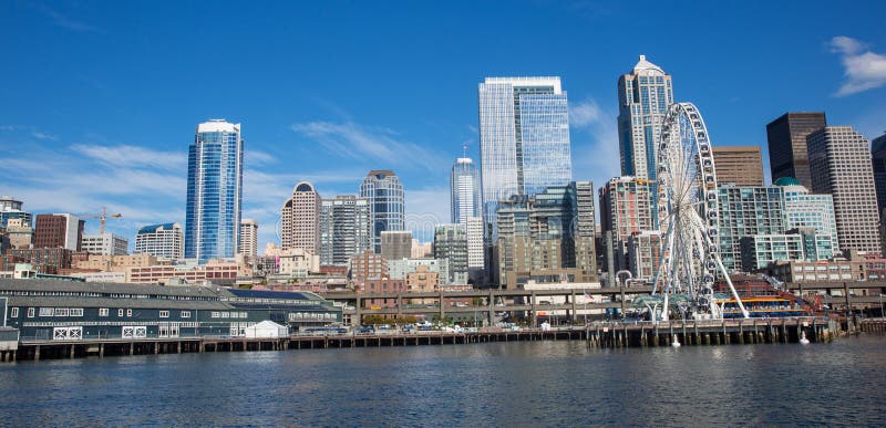 Seattle Waterfront editorial photo. Image of water, cityscape - 59574801