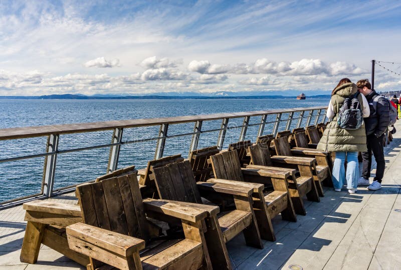 Seattle Waterfront Chairs editorial photo. Image of scenic - 273241026
