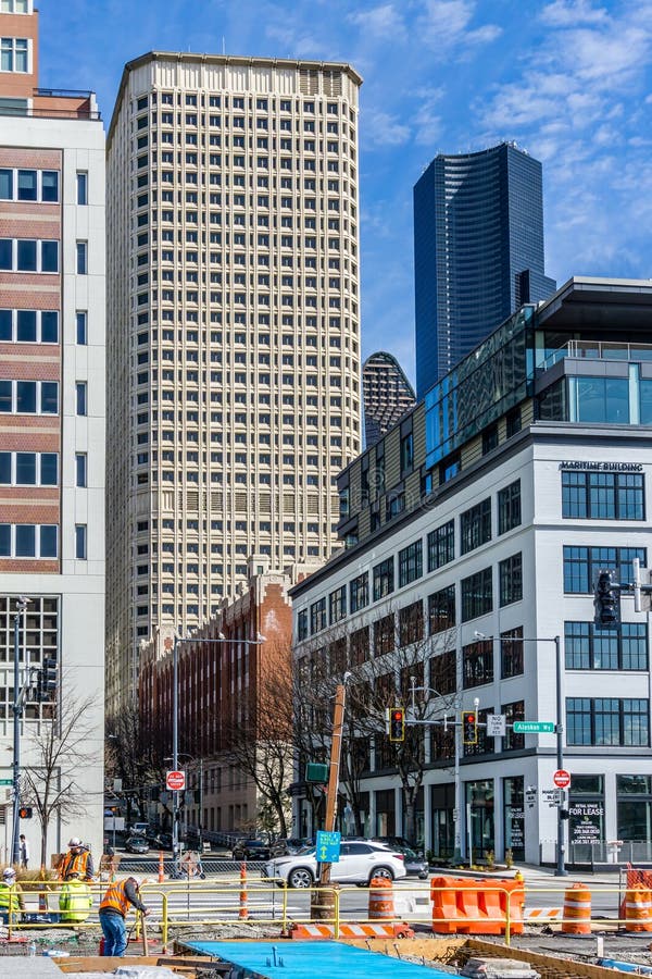 Seattle Waterfront Construction 2 Editorial Stock Image - Image of ...