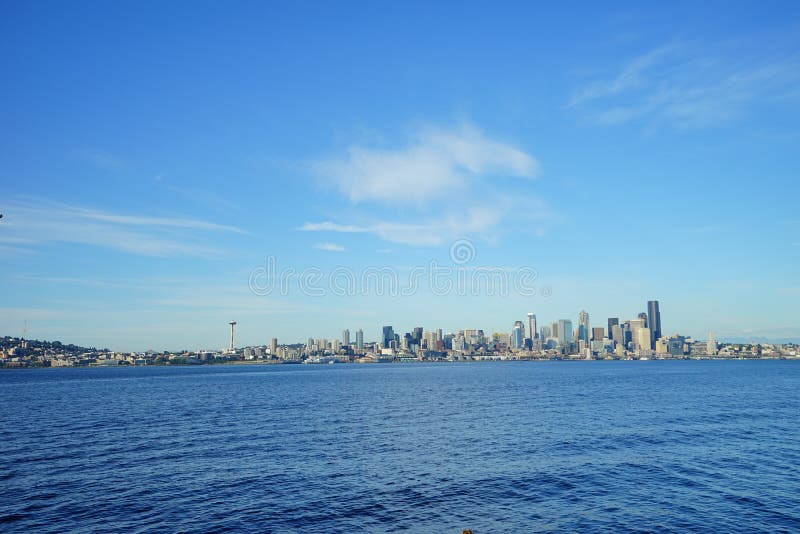 Seattle Waterfront Landscape Stock Image - Image of modern, light ...