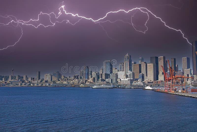Seattle waterfront skyline stock image. Image of skyline - 244586419