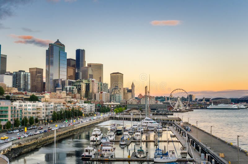 Seattle City Skyline at Night Stock Photo - Image of beautiful ...
