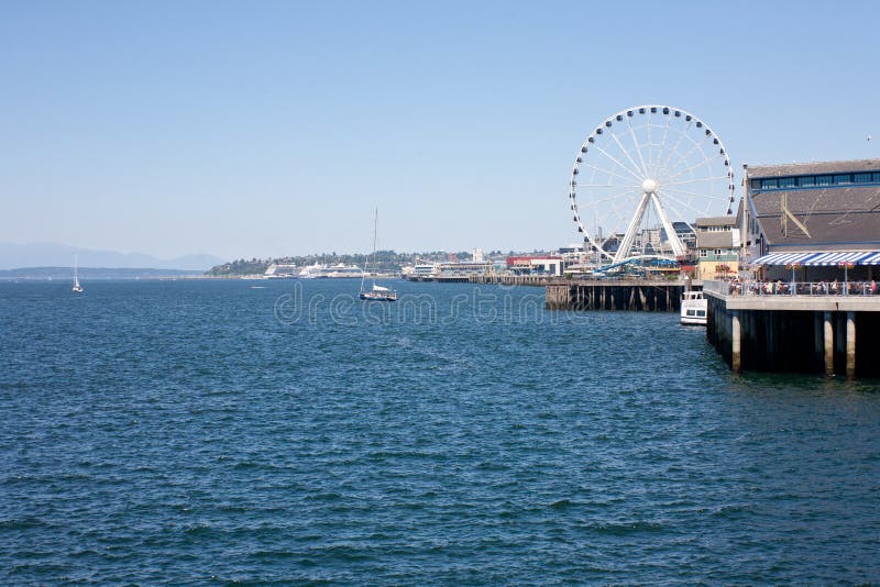Seattle waterfront stock image. Image of views, ferry - 58305815