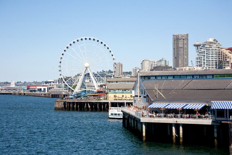 Seattle waterfront editorial stock image. Image of city - 58305874