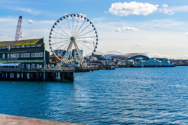 Seattle Waterfront Wheel 3 stock photo. Image of marine - 272544810