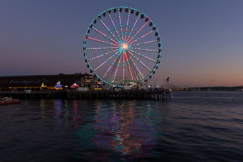 Seattle Wheel Blue Friday Pre Superbowl Editorial Photo - Image of blue ...