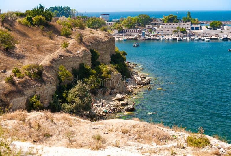 Seaview on City from High Cliff Stock Photo - Image of architecture ...