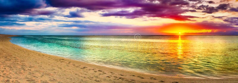 Seaview at Sunset. Amazing Landscape. Beautiful Beach Panorama Stock ... Seaview at Sunset. Amazing Landscape. Beautiful Beach Panorama Stock ...
