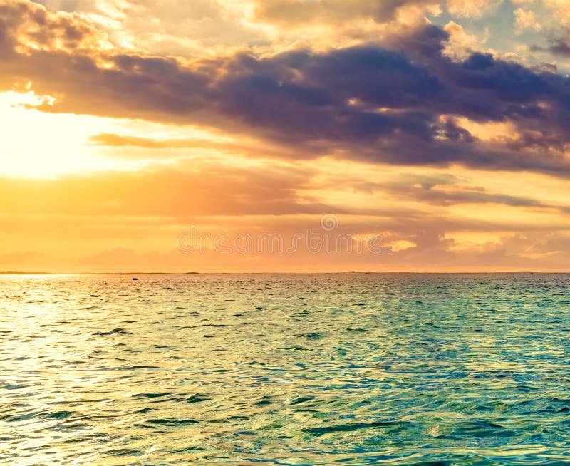 Seaview at Sunset. Amazing Landscape Stock Photo - Image of soothing ...