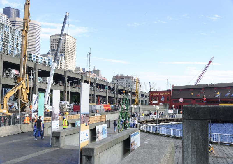 Seawall Construction Project Editorial Stock Image - Image of spark ...