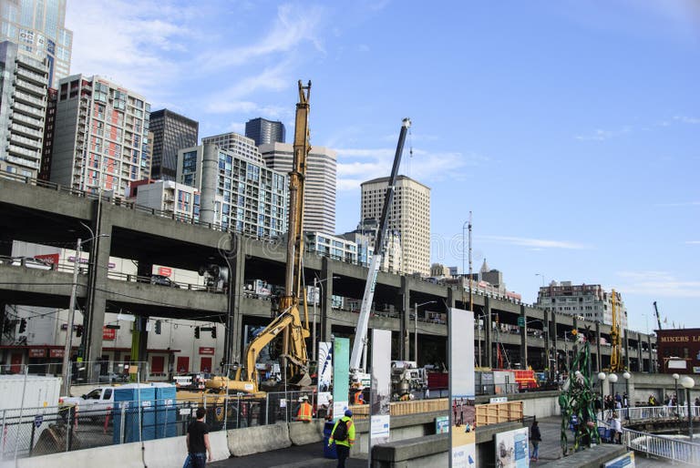 Seawall Construction Project Editorial Photography - Image of seawall ...
