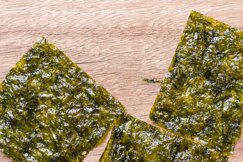 Seaweed on Classic Wood Texture. Stock Image - Image of green, alga ...
