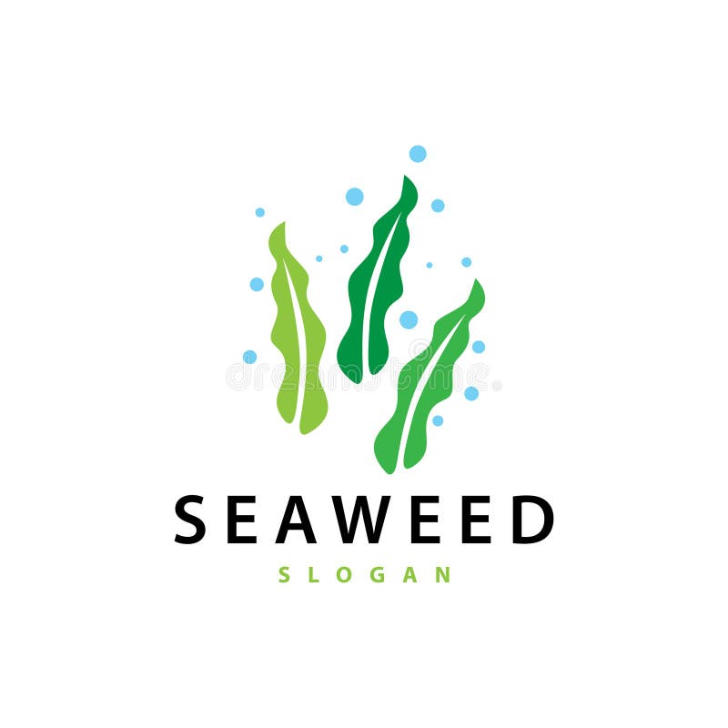 Seaweed Logo, Underwater Plant Vector, Simple Leaf Design, Illustration ...