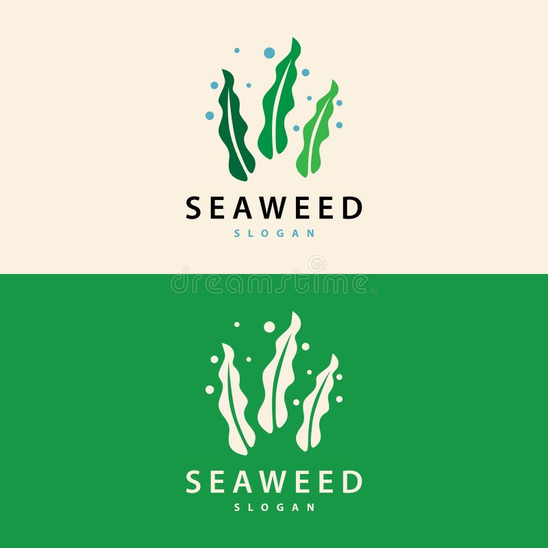 Seaweed Logo, Underwater Plant Vector, Simple Leaf Design, Illustration ...