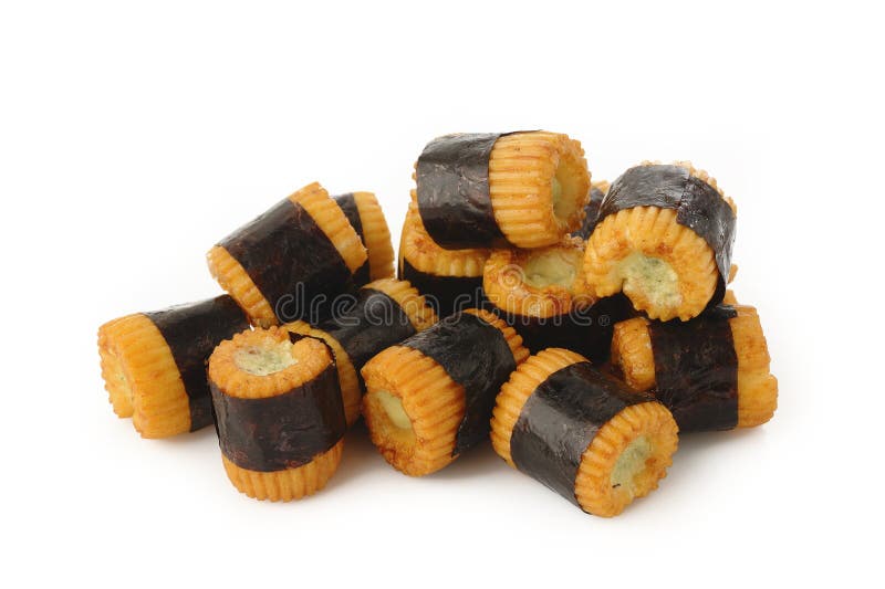 Seaweed Wrapped Rice Crackers Wasabi Stuffed on White Stock Image ...