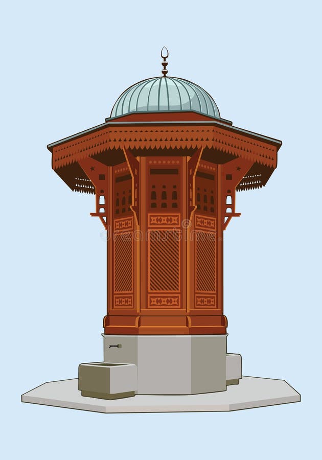 Sebilj - Alter Brunnen in Sarajevo Vektor Abbildung - Illustration von ...