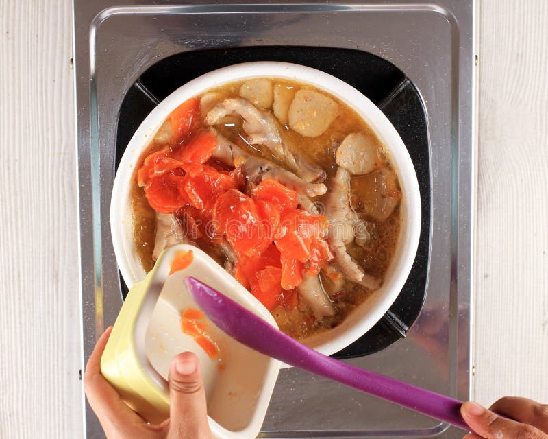 Seblak Cooking Process Top View in the Kitchen Stock Photo - Image of ...