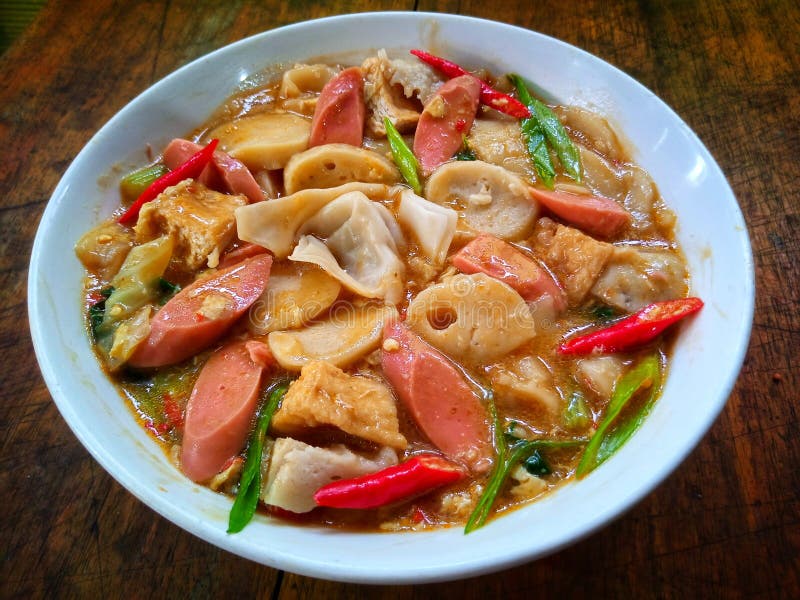 Seblak with a Variety of Toppings on the Top from West Java Stock Image ...