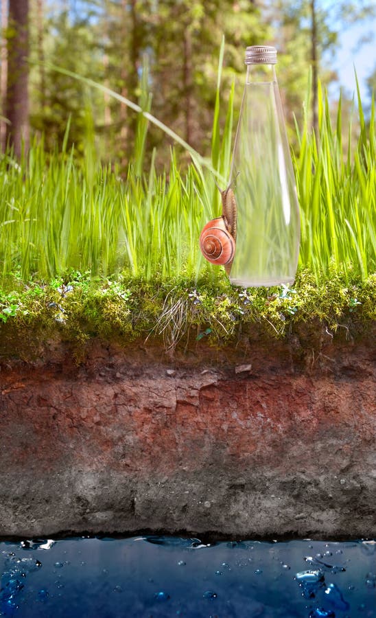 Sección De La Tierra Con Una Botella Foto de archivo - Imagen de parte ...