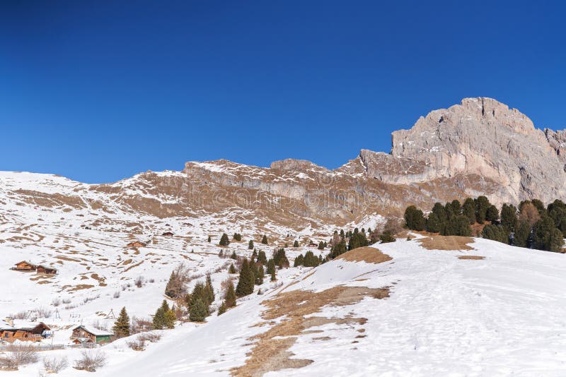 Seceda Mountain Covered in Snow. Beautiful Winter Landscape in the Alps ...
