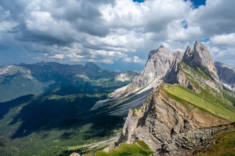 Seceda Mountain Range in the Dolomites, Italy Stock Photo - Image of ...