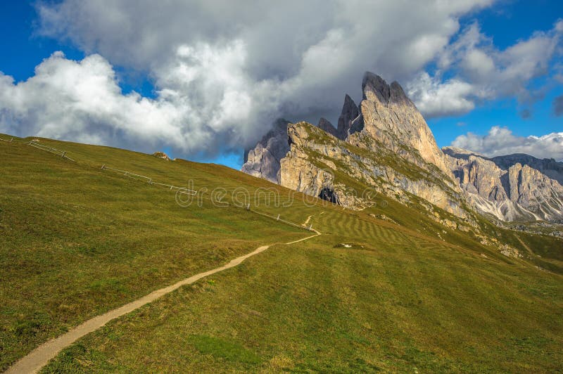Seceda Peak, Odle Mountain Range, Gardena Valley, Dolomites Stock Image ...