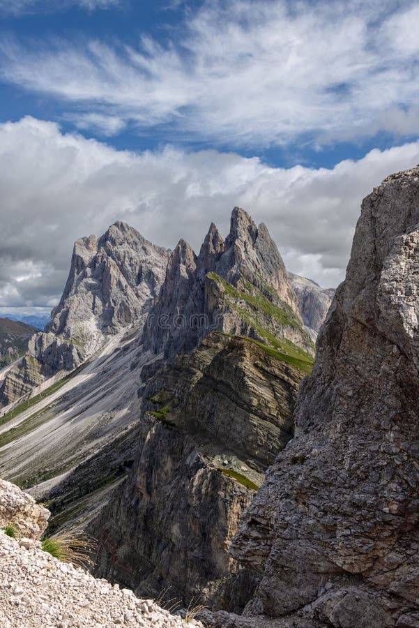 Seceda Ridge in the Dolomites, Captured in a Vertical Frame. the Sharp ...