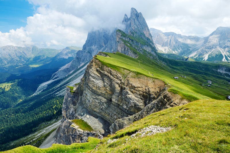 Seceda Top of the Mountain at Daylight Stock Photo - Image of forest ...