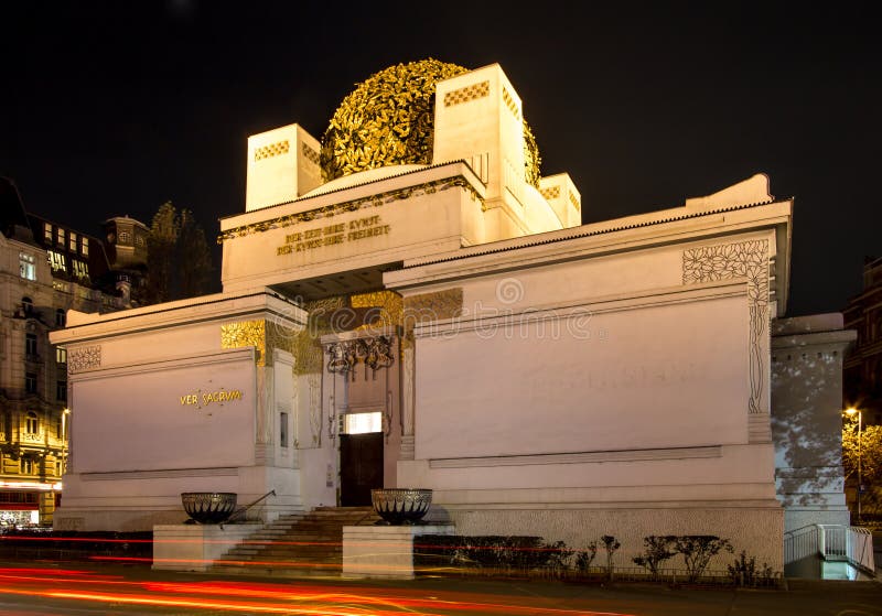 Secession Exibition Hall in Vienna at Night Stock Photo - Image of ...