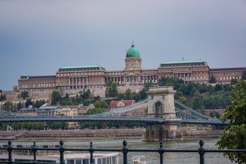 Secheni Bridge and Buda Castle Stock Photo - Image of site, castle ...