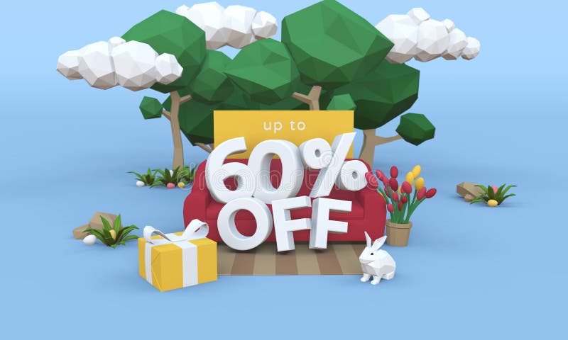 60 Sechzig Prozent Aus- Illustration Ostern-Verkaufs 3D. Stock ... 60 Sechzig Prozent Aus- Illustration Ostern-Verkaufs 3D. Stock ...