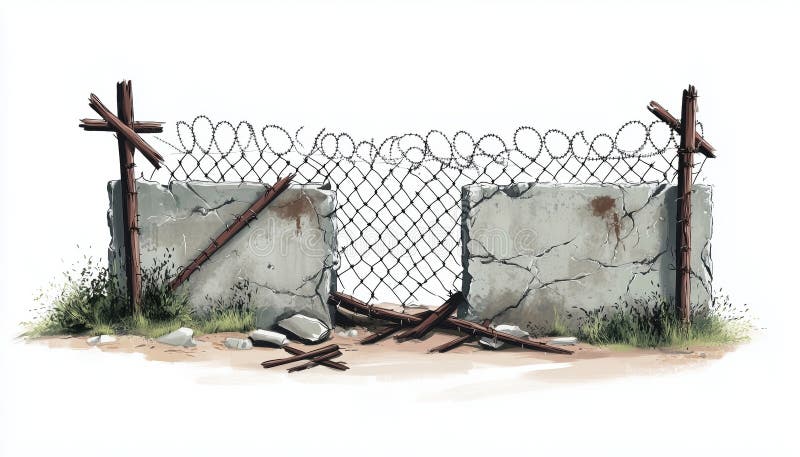 Secluded Areas and War Art Found Beyond Broken Barbed Wire Fence in ...