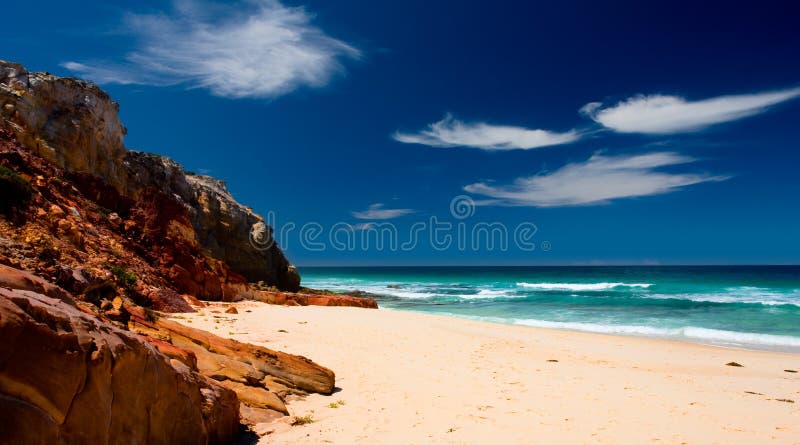 Secluded Beach stock photo. Image of cove, rocks, clouds - 4547158